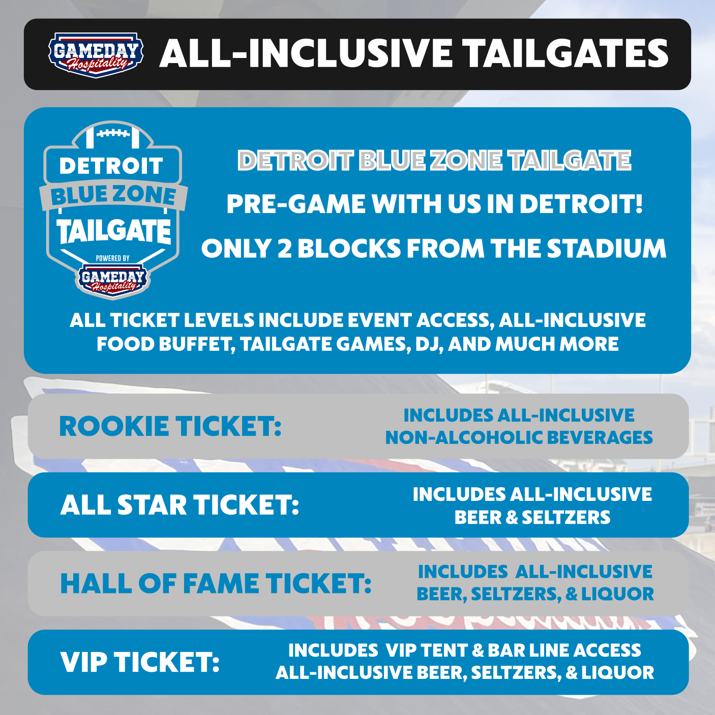 Detroit Blue Zone Tailgate: Detroit Lions vs. Tampa Bay Buccaneers ...